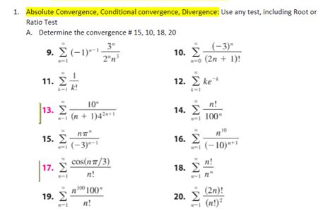 solved 1 absolute convergence conditional convergence