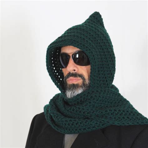 Bufanda larga para hombre con capucha bufanda encapuchada Etsy México