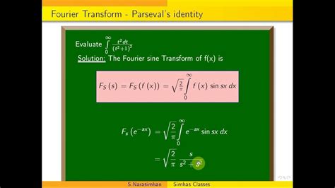 fst fourier sine transform of e { ax} and its parseval s identity youtube