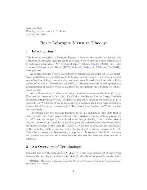 pdf basic lebesgue measure theory · basic lebesgue measure theory 1 1 introduction this is an