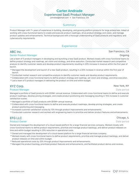 5 SaaS Product Manager Resume Examples Guide For 2023