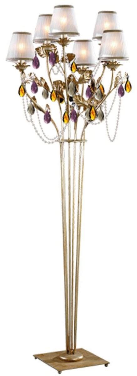 Casa Padrino Luxus Barock Kristall Stehleuchte Silber Gold