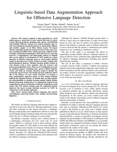pdf linguistic based data augmentation approach for offensive language detection
