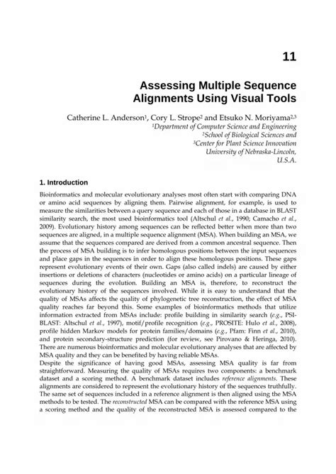 PDF Assessing Multiple Sequence Alignments Using Visual Tools