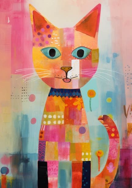 Abstract Mixed Media Cat Art Free Stock Photo Public Domain Pictures