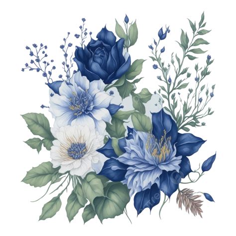 Ilustraci N De Acuarela De Flores Azules Y Blancas Png Dibujos Flor De
