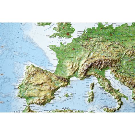 Georelief Mapa De Continente 3D Relief Map Of Europe Small In German