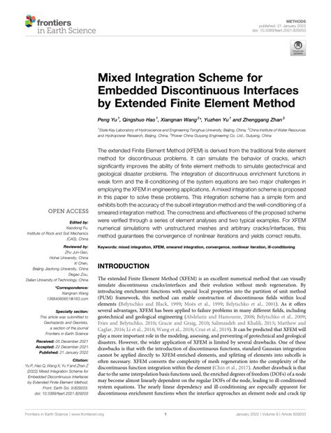 pdf mixed integration scheme for embedded discontinuous interfaces by extended finite element