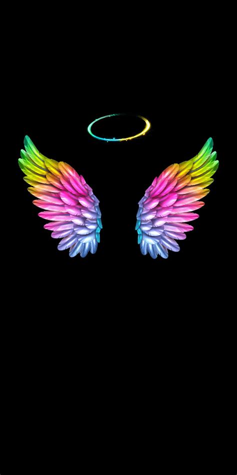 Neon Angel Magenta Rainbow Wings Halo Hd Phone Wallpaper Pxfuel
