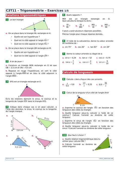 C3T11 Trigonométrie Exercices 1 5