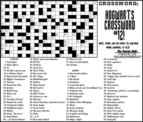 Harry Potter Printable Crossword Printable Word Searches