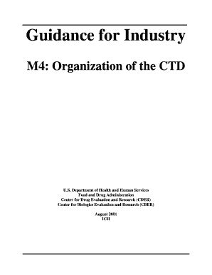 Fillable Online Fda Guidance For Industry M4 Organization Of The CTD