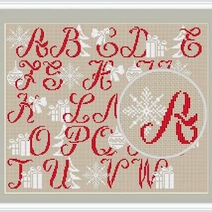 Christmas Alphabet Cross Stitch Pattern Christmas Monograme Etsy