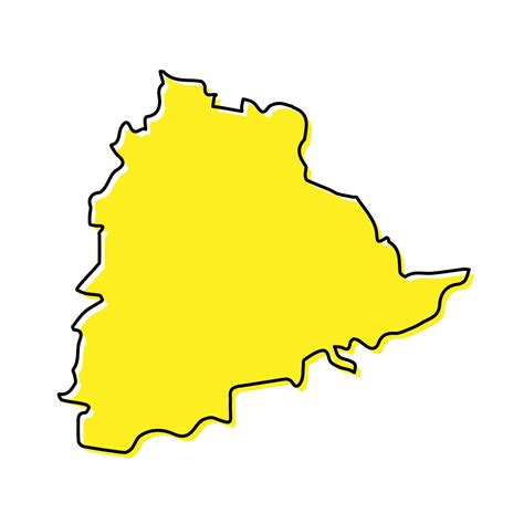 Simple Outline Map Of Telangana Is A State Of India 21826435 Vector