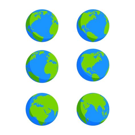 Ilustração vetorial do conjunto de ícones do globo terrestre isolado