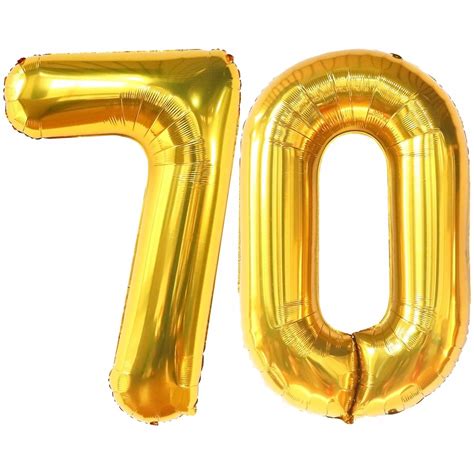 OGROMNY BALON CYFRA SIEDEMDZIESIĄT 70 ZŁOTA ZŁOTY BALONY URODZINY 100CM