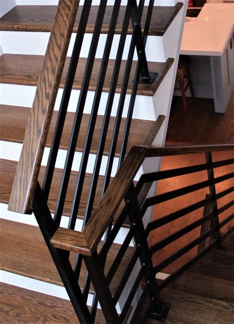 Flat Bar Horizontal Rail With Wood Top Great Lakes Metal Fabrication