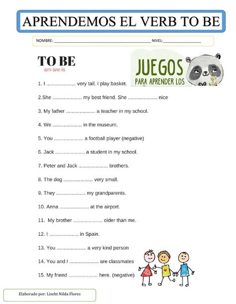 Ejercicio De Aprendemos El Verbo To Be