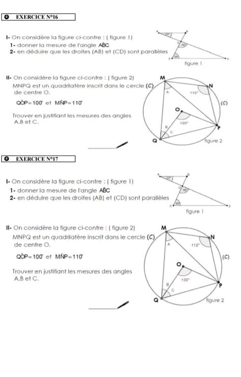 1ère année secondaire Math cours avec des exercices concernant les angles