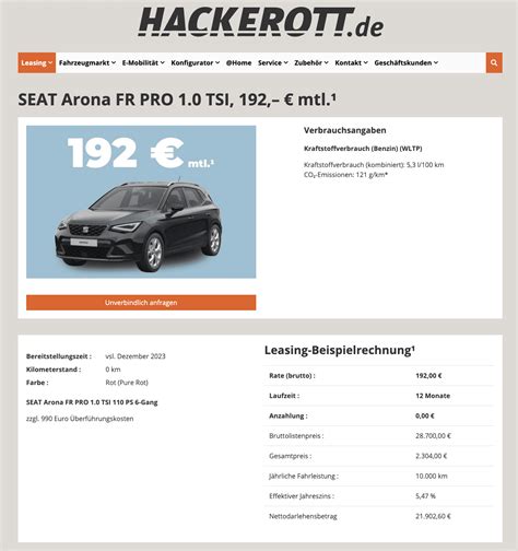 Seat Arona im Leasing für 192 im Monat brutto ntv Autoleasing