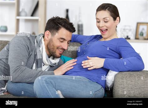 Enjoying Baby Movement During Pregnancy Stock Photo Alamy