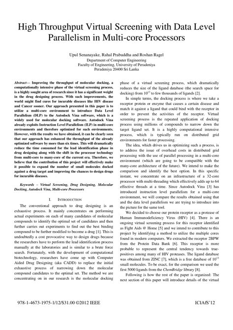 pdf high throughput virtual screening with data level parallelism in multi core processors