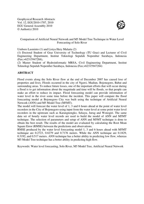 pdf comparison of artificial neural network and m5 model tree technique in water level