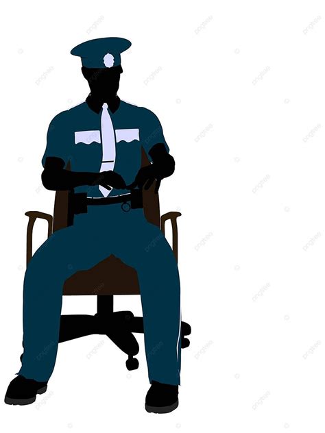 Fondo Silueta De Ilustración De Un Oficial De Policía Masculino Sentado