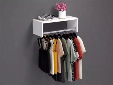 Cabideiro De Parede Mdf Loja Arara Porta Roupas Closet Parcelamento