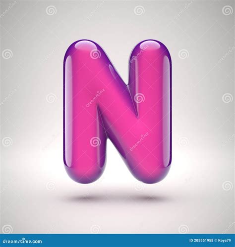 Round Pink Glossy Font D Rendering Letter N Stock Illustration