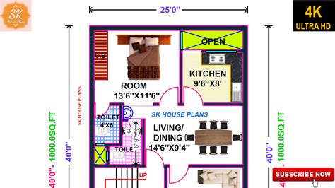 HOUSE PLAN 25 X 40 1000 SQ FT 111 SQ YDS 93 SQ M 111 GAJ