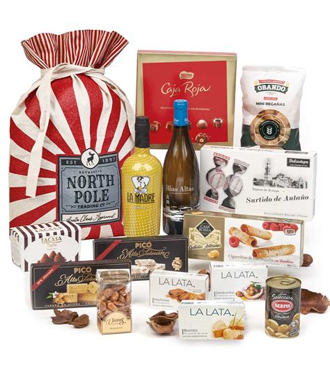 Cesta De Navidad Gourmet Aperitivo Y Dulces En Saco Navide O