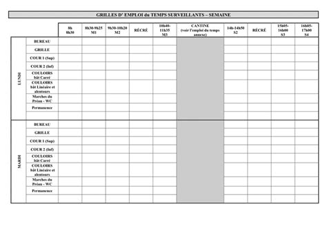 Emploi Du Temps A Remplir Simple