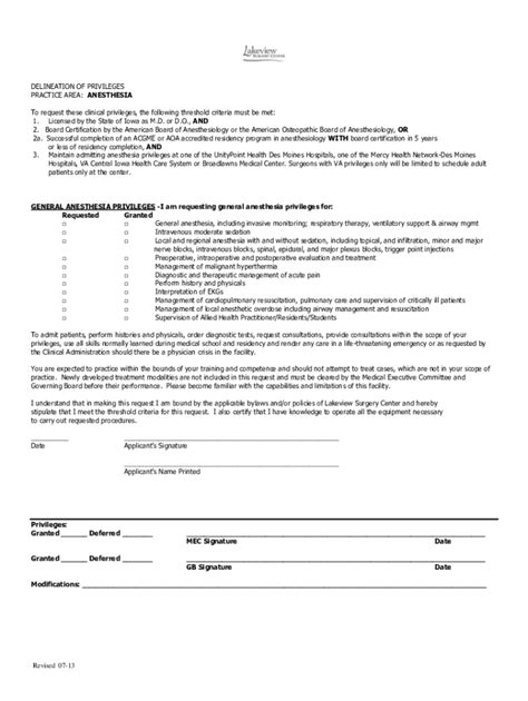 Fillable Online Statement On Delineation Of Clinical Privileges In