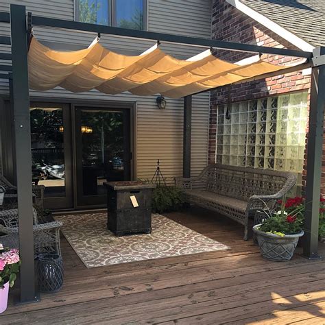 Purple Leaf X Outdoor Retractable Pergola With Sun Shade Canopy