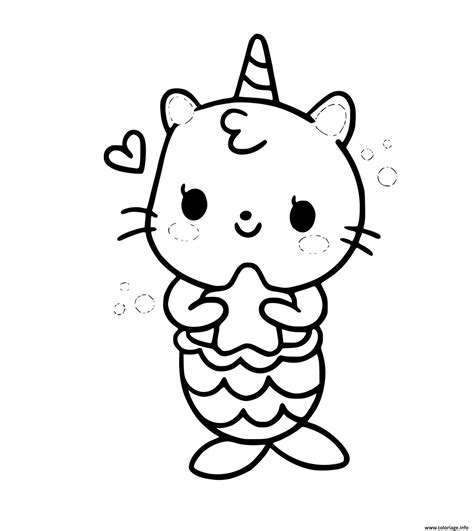 Coloriage Chat Licorne Sirene Magique Dessin Chat Licorne Imprimer