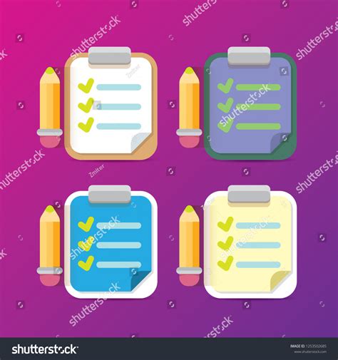 Vector Cartoon Clipboard Icons Set Green Stock Vector Royalty Free