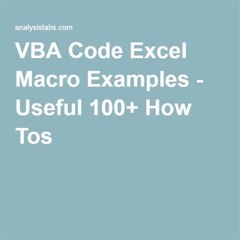 vba code excel macro examples useful 100 how tos techinformation excel macros excel