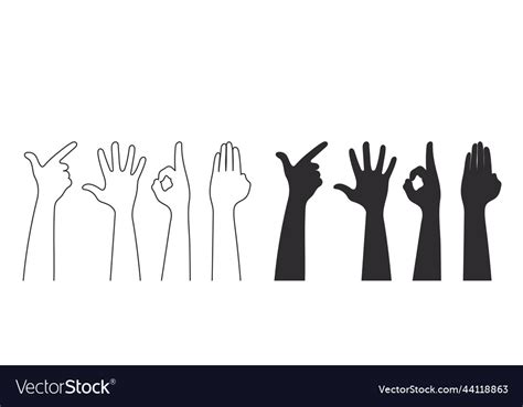 Hand Gesture Silhouettes Teamwork Hands Royalty Free Vector