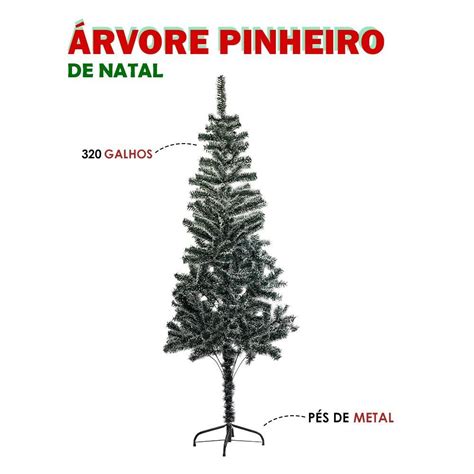 Árvore Pinheiro de Natal Luxo Verde Nevada 1 80m 320 Galhos