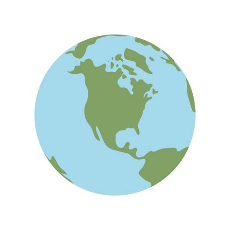 Globe World Map Planet Earth Flat Vector Illustration Doodle Map With