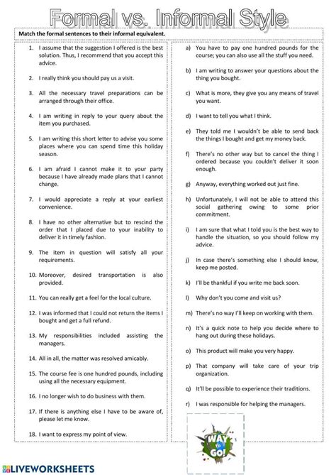 Teaching Formal Vs Informal Language Book Units Teacher Worksheets