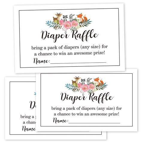 Buy 50 Pack Baby Shower Diaper Raffle Lottery Insert Cards Floral
