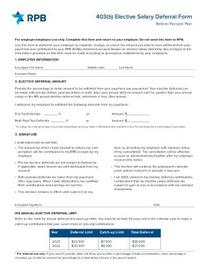 Fillable Online 403 B Elective Salary Deferral Form Fax Email Print
