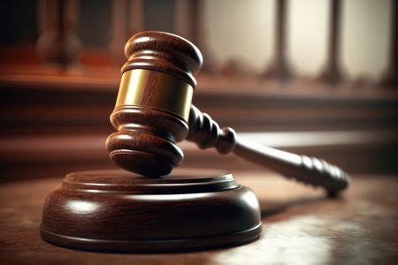 O Martelo De Um Juiz Em Detalhes Um Tribunal Vazio Ao Fundo