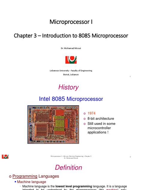 an introduction to the intel 8085 microprocessor its architecture machine language and