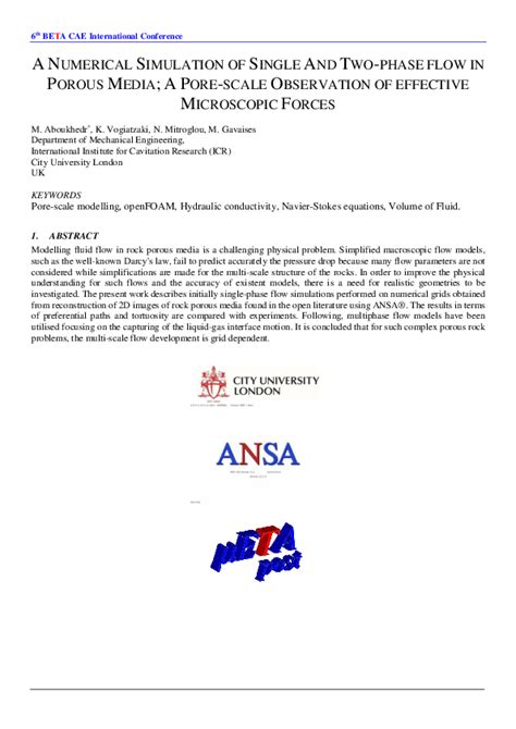 pdf a numerical simulation of single and two phase flow in porous media a pore scale