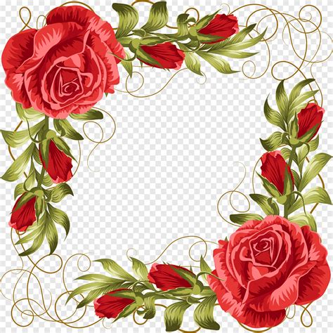 Borda floral vermelha e verde ícone vermelho rosa quadro moldura