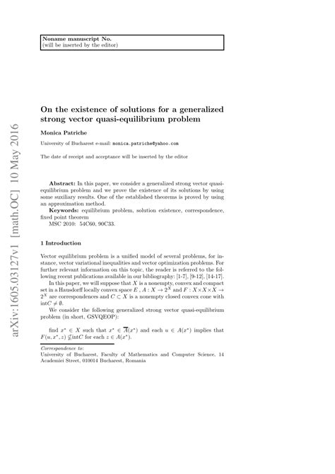 pdf on the existence of solutions for a generalized strong vector quasi equilibrium problem