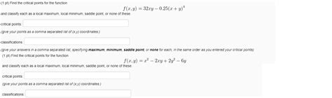 solved 1 pt find the critical points for the function